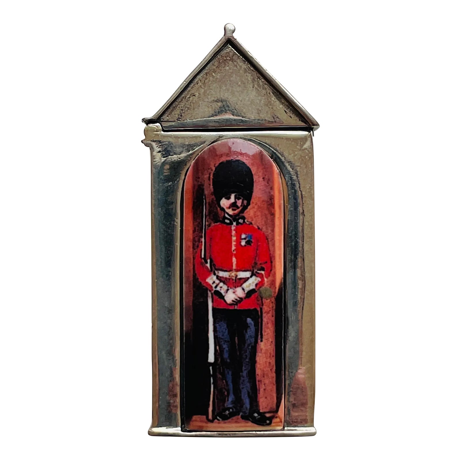 1940s Sentry Box Queen's Guard Vesta Sterling Silver Enamel Match ...