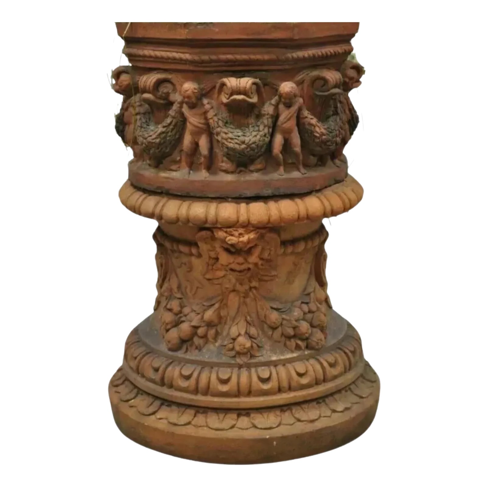 Antique Neoclassical Terracotta Garden Pedestal Planter Pot With Cherub ...