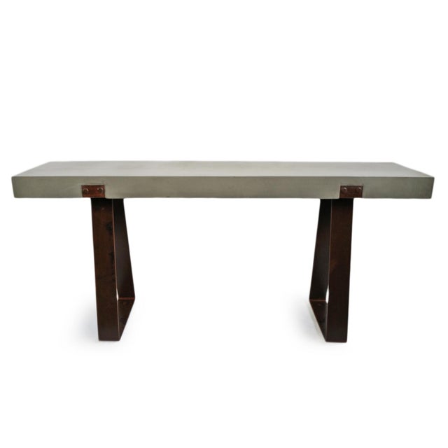 Outdoor Cement & Iron Console | Chairish