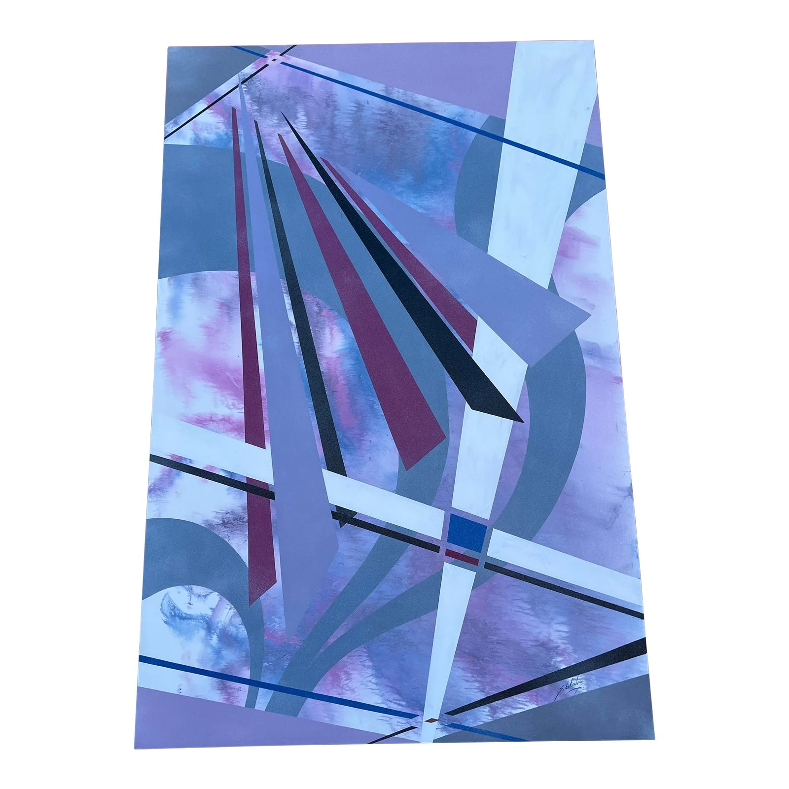 1980's Oversize Roy Schallenberg (1945-2010) Geometric Abstract ...