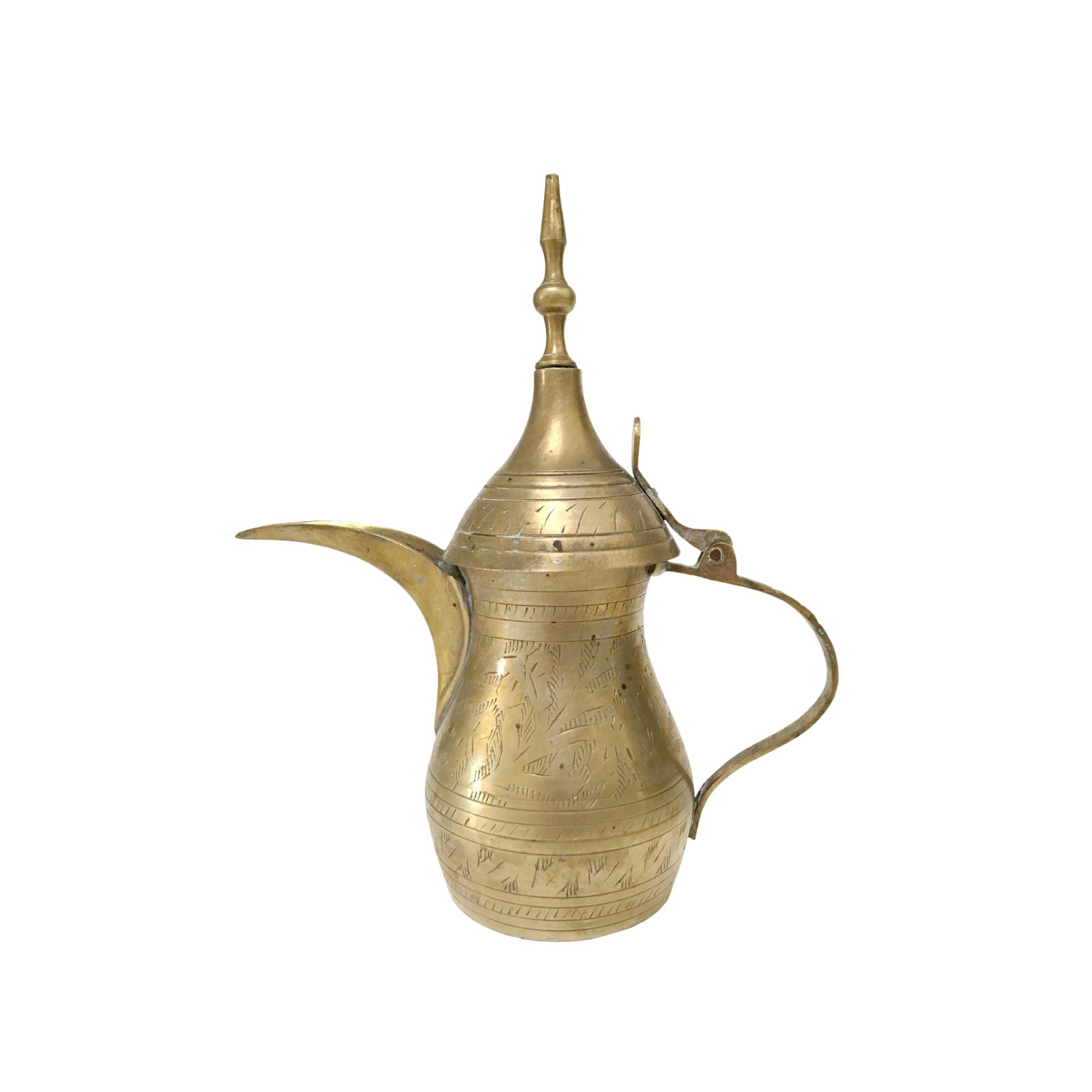 Vintage Hand Made Etched Brass Arabic Dallah Coffee Pot | Chairish