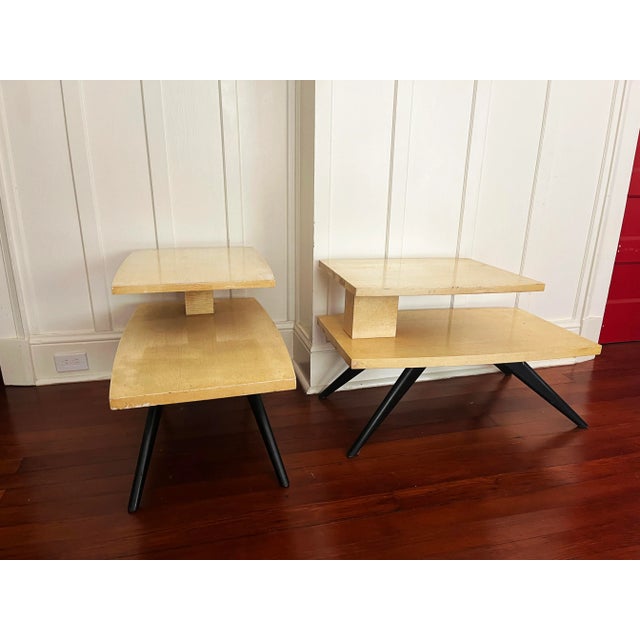 1960s Pair of Atomic Mid-Century Modern Telephone Tables | Chairish