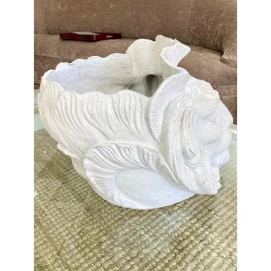 Italian White Glazed Terra Cotta Lion Cache Pot | Chairish