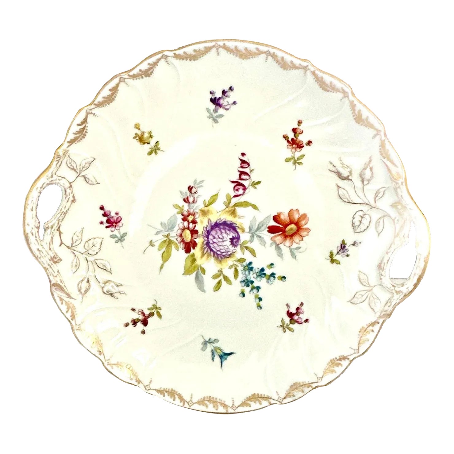 Antique Rl Dresden Porcelain Hand Painted Serving Platter With Handles ...