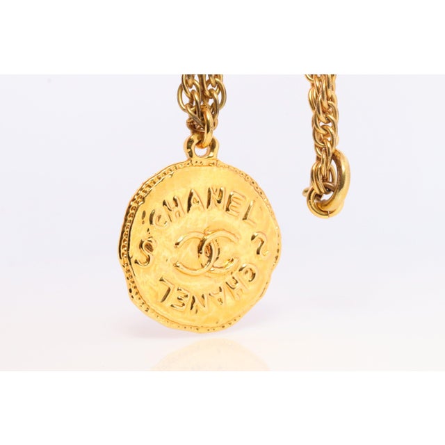 Mid 20th Century Chanel Genuine CC Chanel Logo Coin Necklace Disc ...