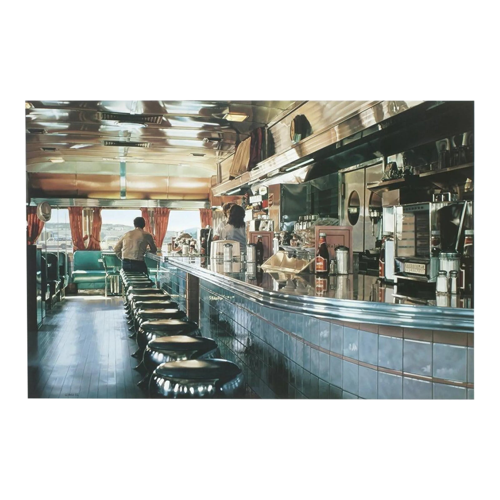 1975 Ralph Goings 'Ralph's Diner (no text)' Realism Blue, Multicolor ...