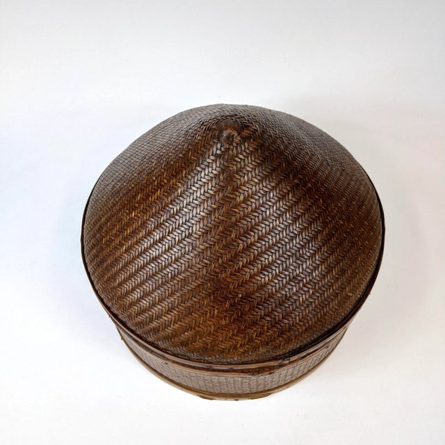 19th Century Chinese Bamboo Woven Hat Box | Chairish
