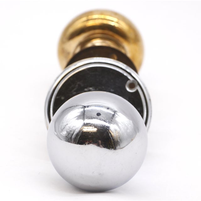 Mid Century Brass & Chrome Passage Door Knob Set | Chairish