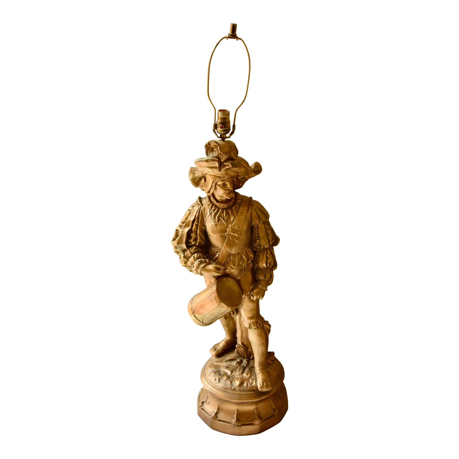 Figural Victorian Conquistador Soldier Bronzed Chalkware Sculpture Lamp ...