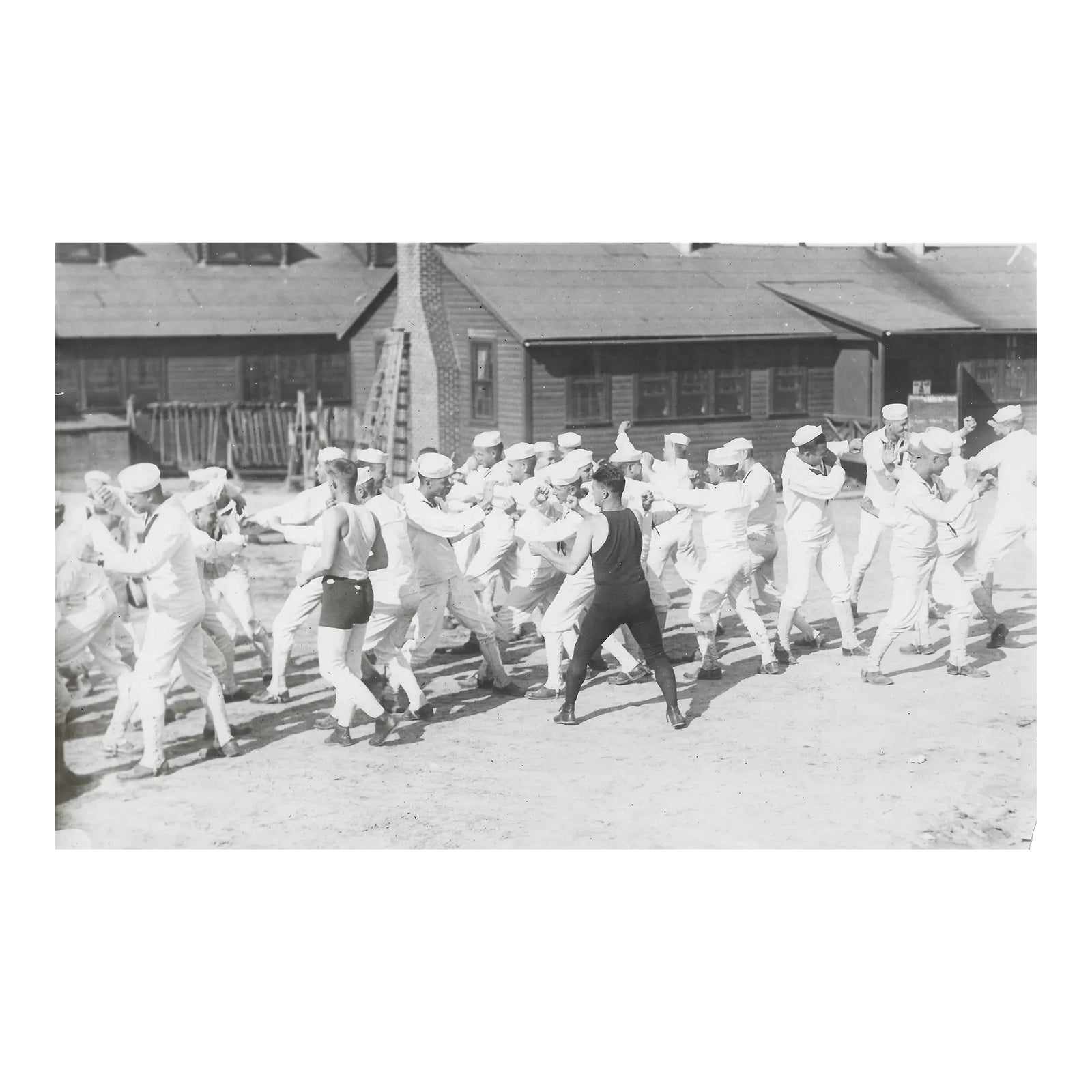 1918 Navy Sailors Boxing Training Black and White Photograph | Chairish