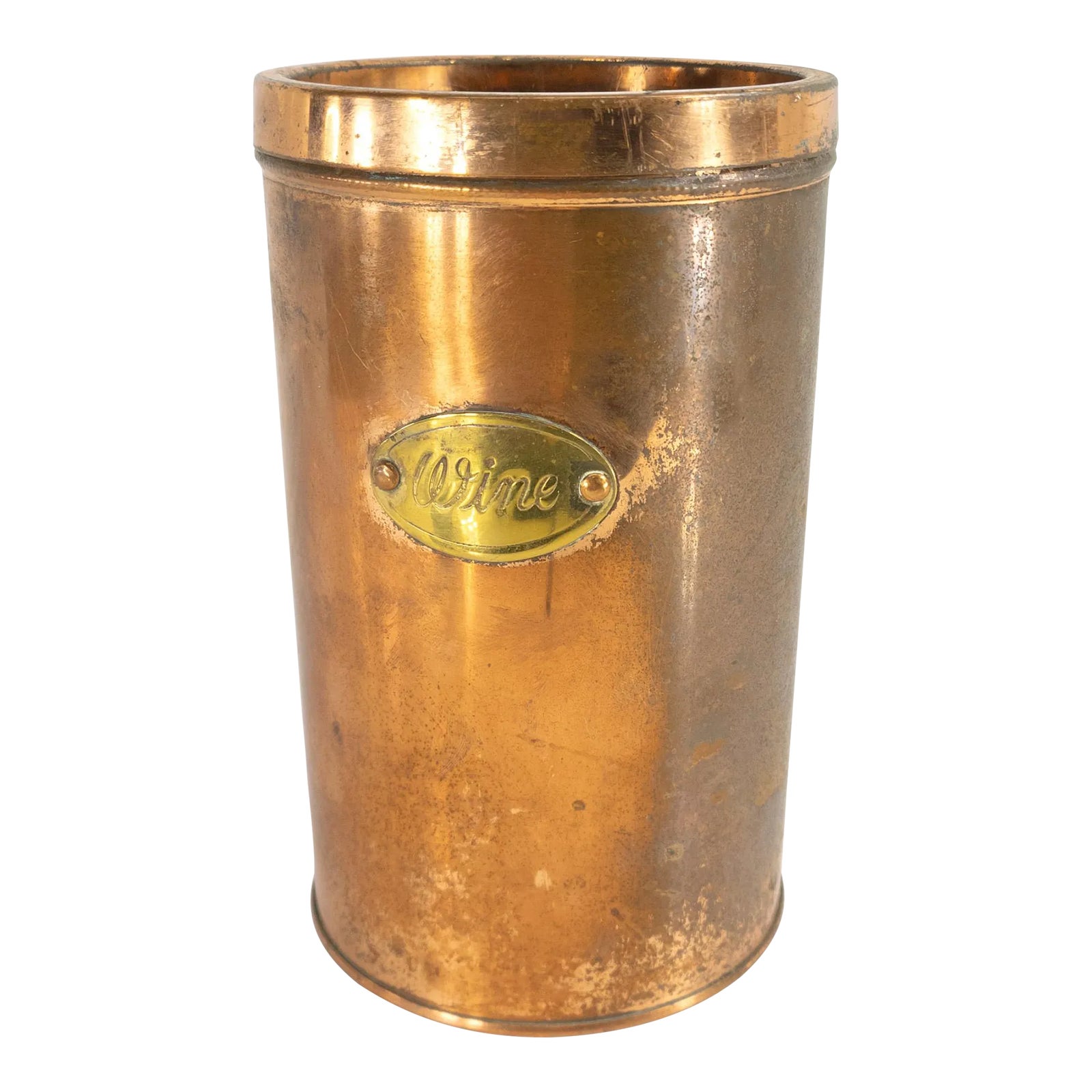 Late 20th Century Copper Clad Rustic Decorative Wine Bottle Holder ...