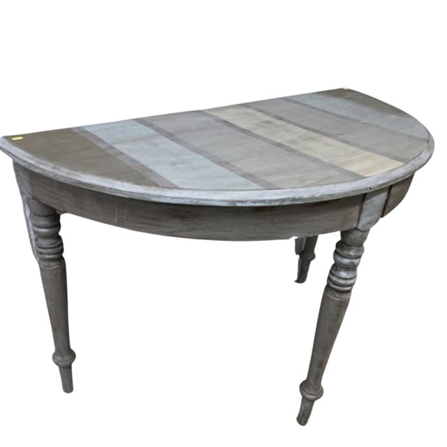 Late 19th Century Antique French Oak Demi-Lune Console in Later Greige ...