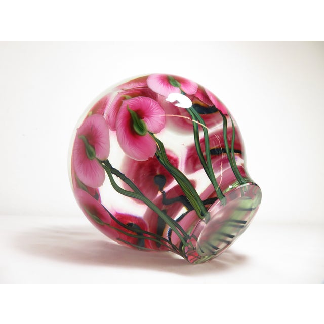 Large Signed Daniel Lotton ~ Pink Anthuriums Art Glass Orb Flowers ...