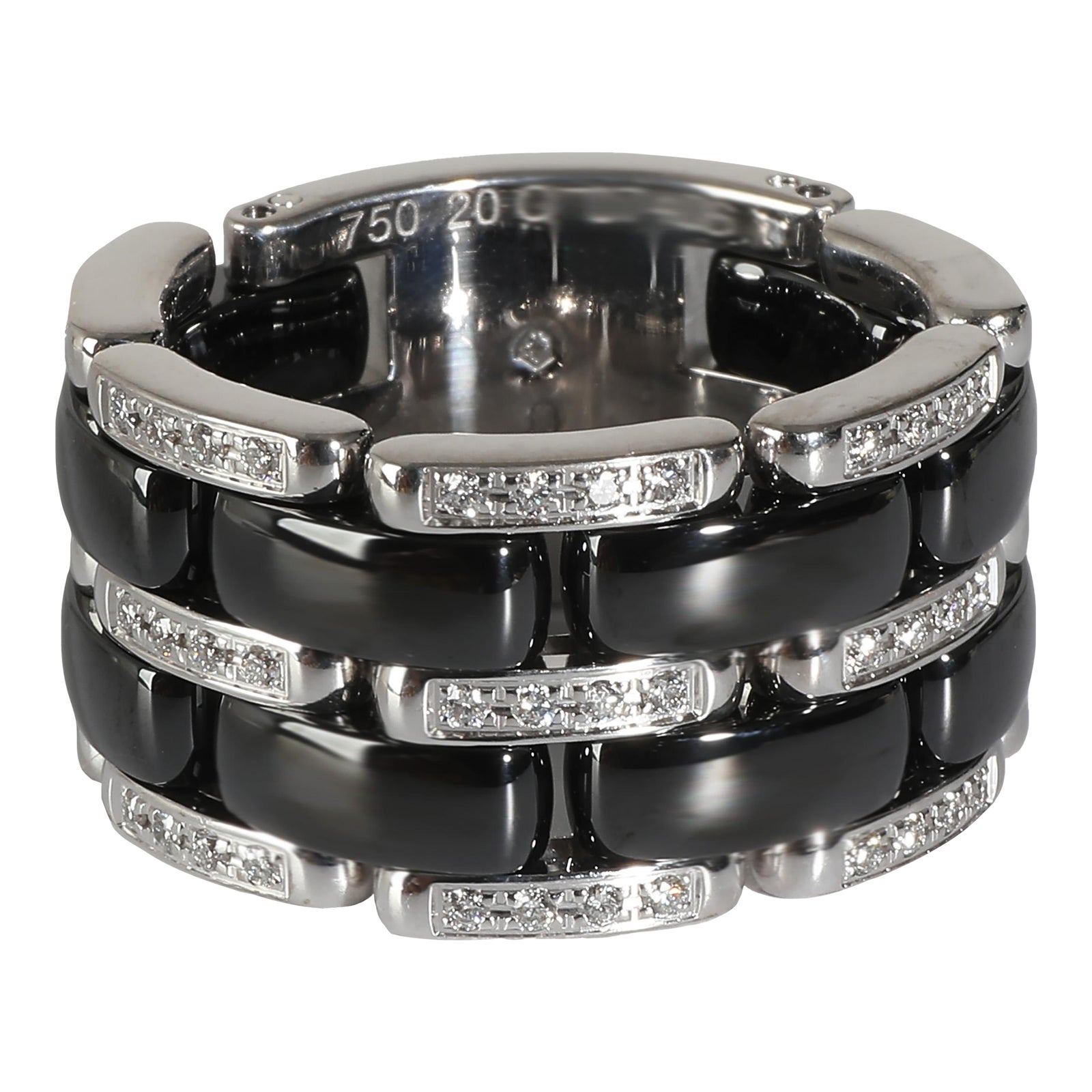Chanel Ultra Diamond Ring With Black Ceramic In 18Kt White Gold 0.37 ...