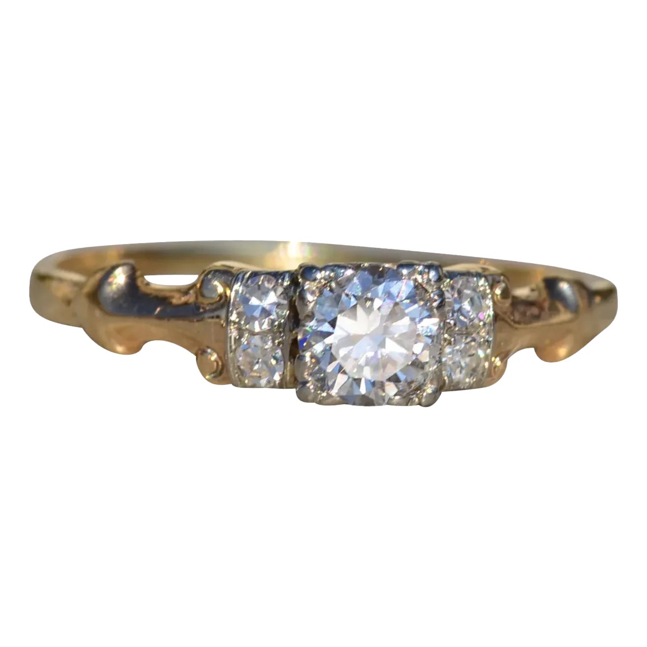 The Requa: Ladies 14K Two Tone Diamond Engagement Ring | Chairish