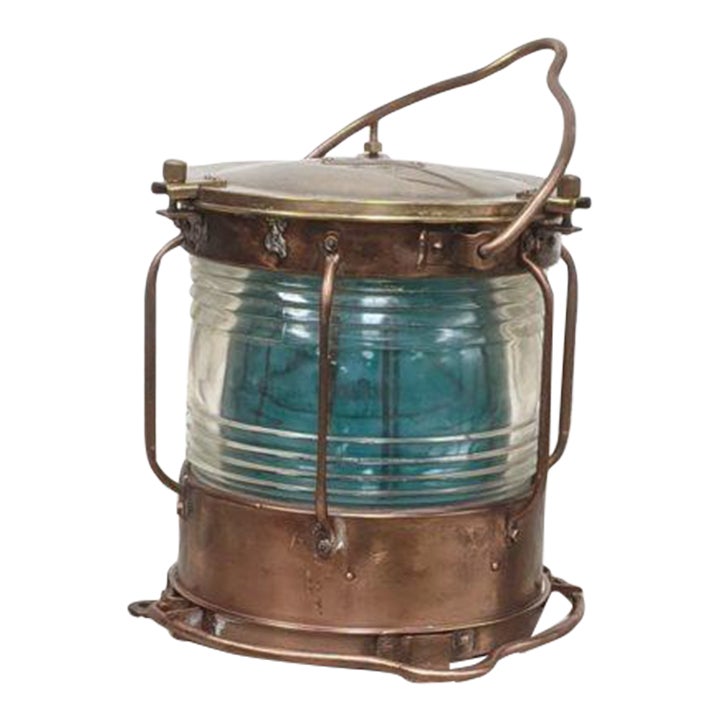 Vintage Ship Navigation Light With Green Glass Insert | Chairish