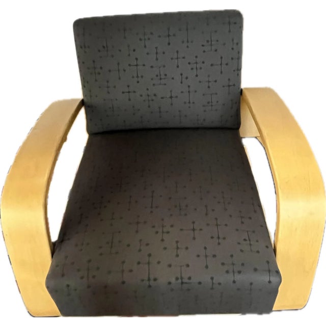 1960s Alvar Aalto Model 400 "Tank" Chair, Artek Sweden Maharam Dot Pattern Upholstery Designed ...
