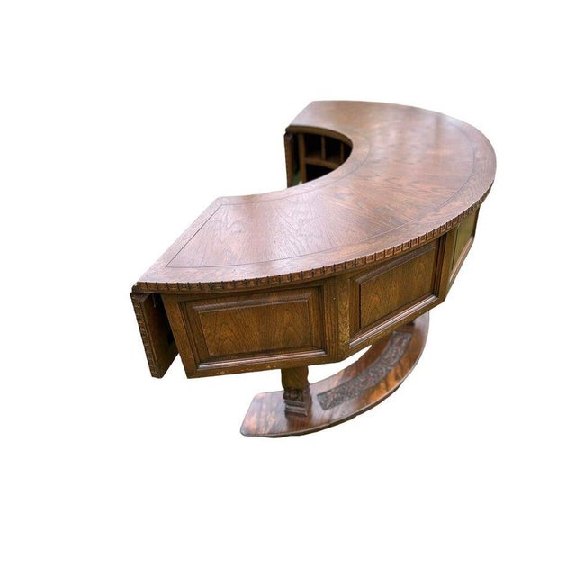 Mid-Century Modern Viking Oak Circular Desk | Chairish