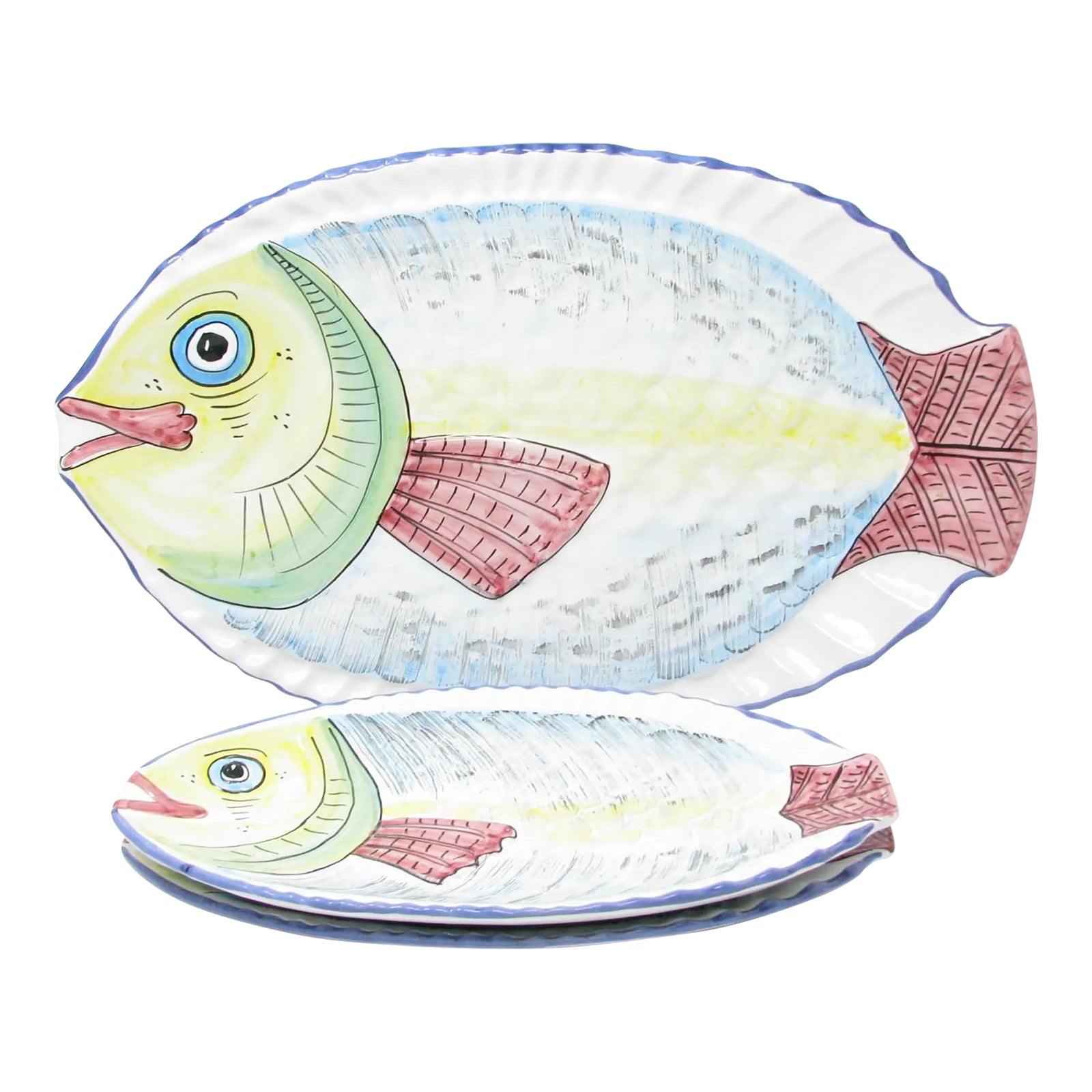 Vintage Desuir Ceramiche Italian Pottery Fish Shaped Platters - Set of ...