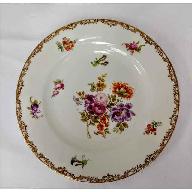 Vintage Saxe Austria Handpainted Salad Plates, Set of 6 | Chairish