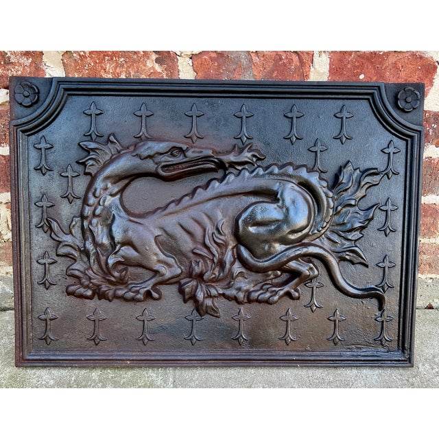 Antique French Cast Iron Fire Back "The Salamander of Francois ...