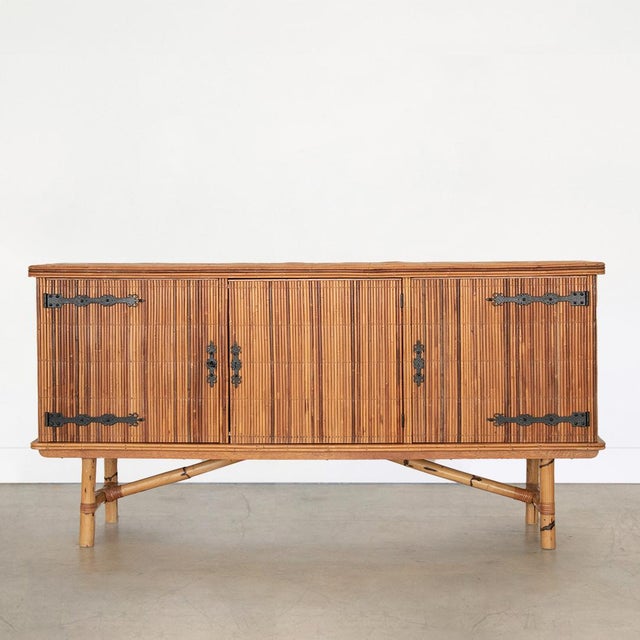 1960s Adrien Audoux and Frida Minet Bamboo Sideboard | Chairish