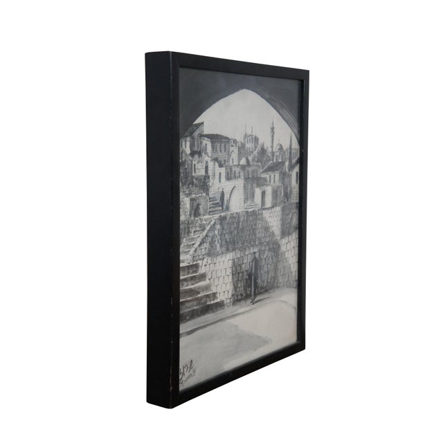 1966 Simon Rosen Israeli Judaica Jerusalem Cityscape Watercolor ...