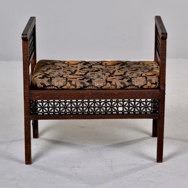 Early 20th Century Heavily Carved Teak Moorish Bench With Tall Sides ...