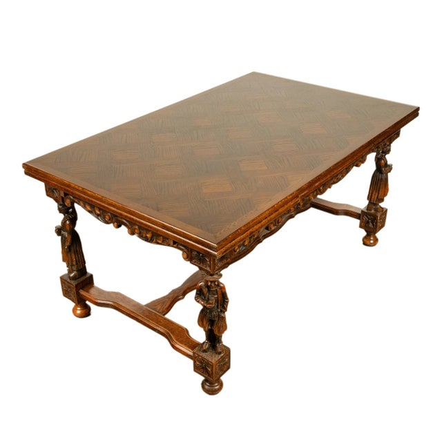 Antique Carved Figural French Breton Inlaid Dining Extending Table ...