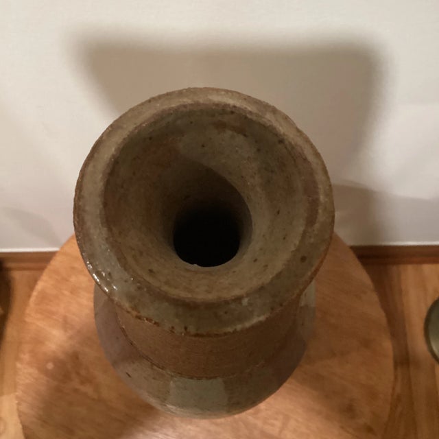 Cecil Strawn Mid Century Modern Pottery Stoneware Long Neck Vase | Chairish