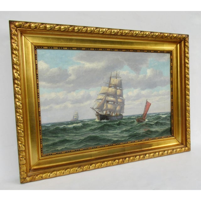 Vintage Late 19th. C. Signed Axel Bulow Seascape, Maritime Painting Off ...