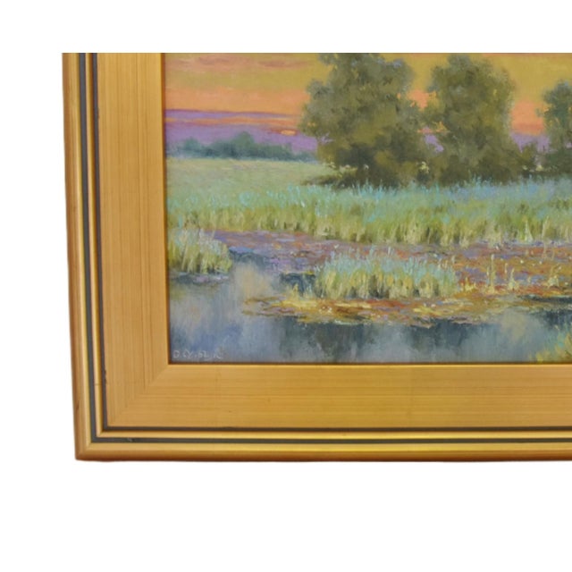 Beautiful Sunset & Marsh Landscape Oil Painting Including the Antiqued ...