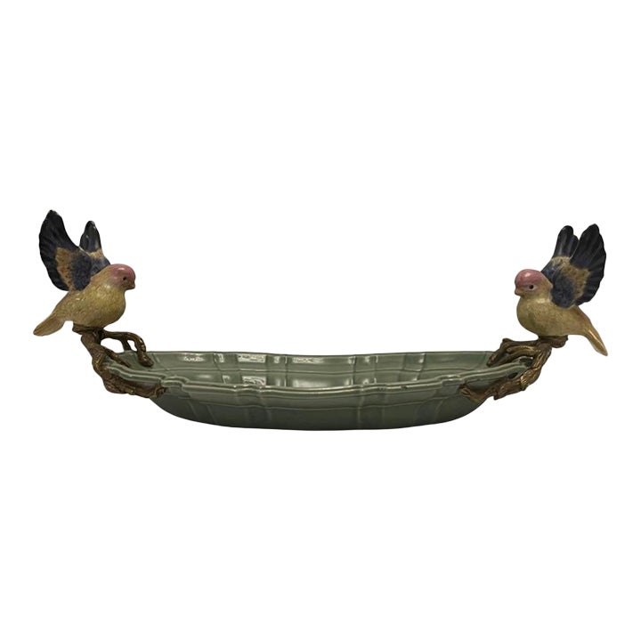 1980s Mark Roberts Porcelain and Bronze Decorative Bird Centerpiece ...