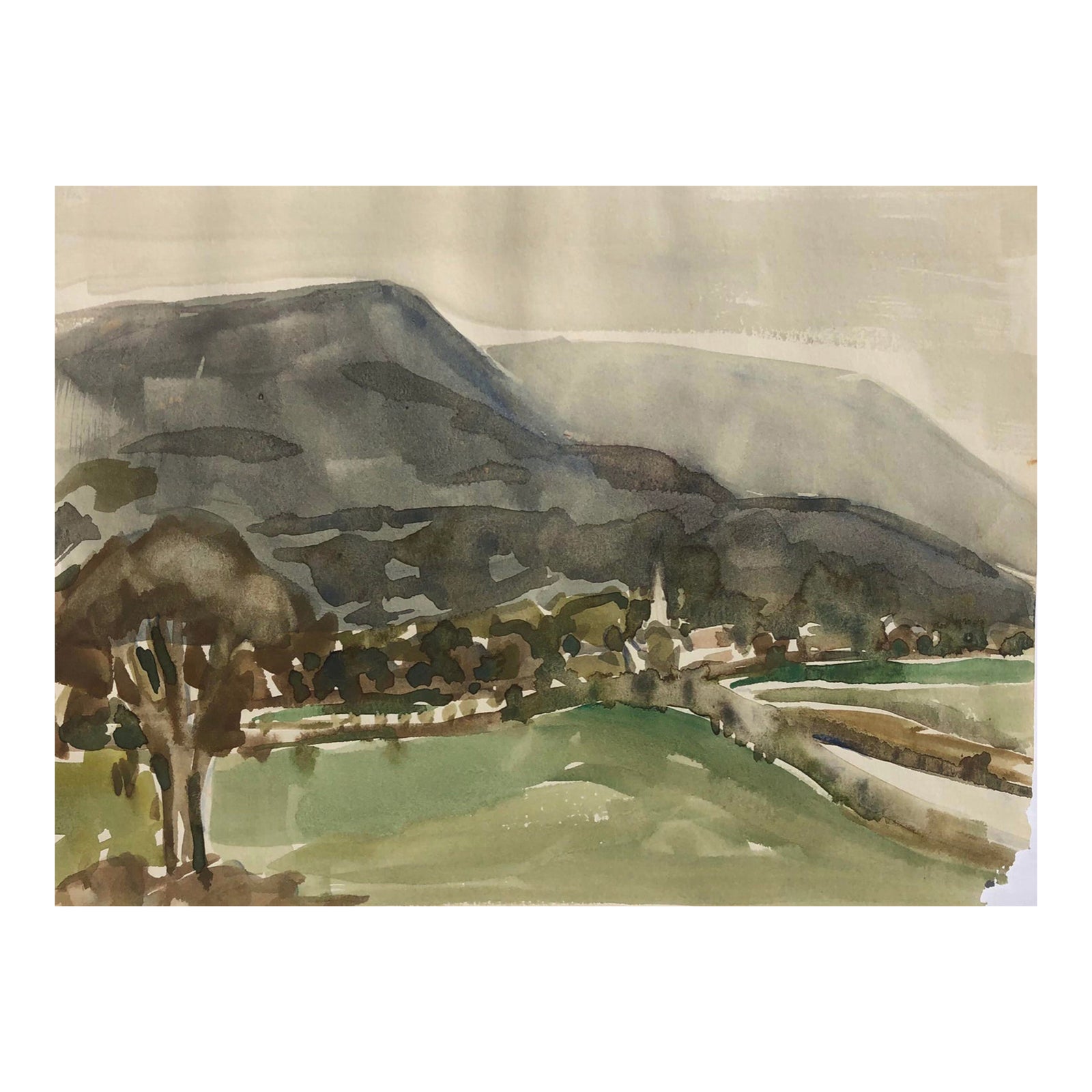 Helena Beacham Mountain Landscape Watercolor | Chairish