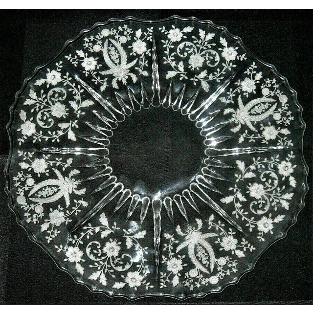 1950s Chantilly Lace Glass Platter Giant Etched Cut Glass Serving Plate ...
