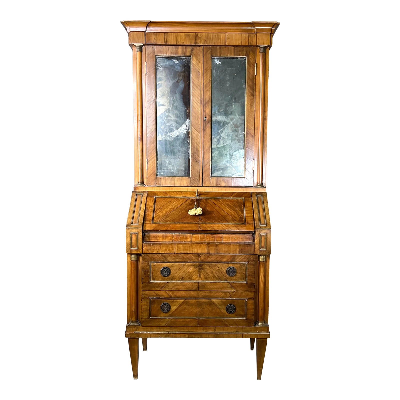 Antique 19th Century Butler's Secretary Desk With Bookcase | Chairish