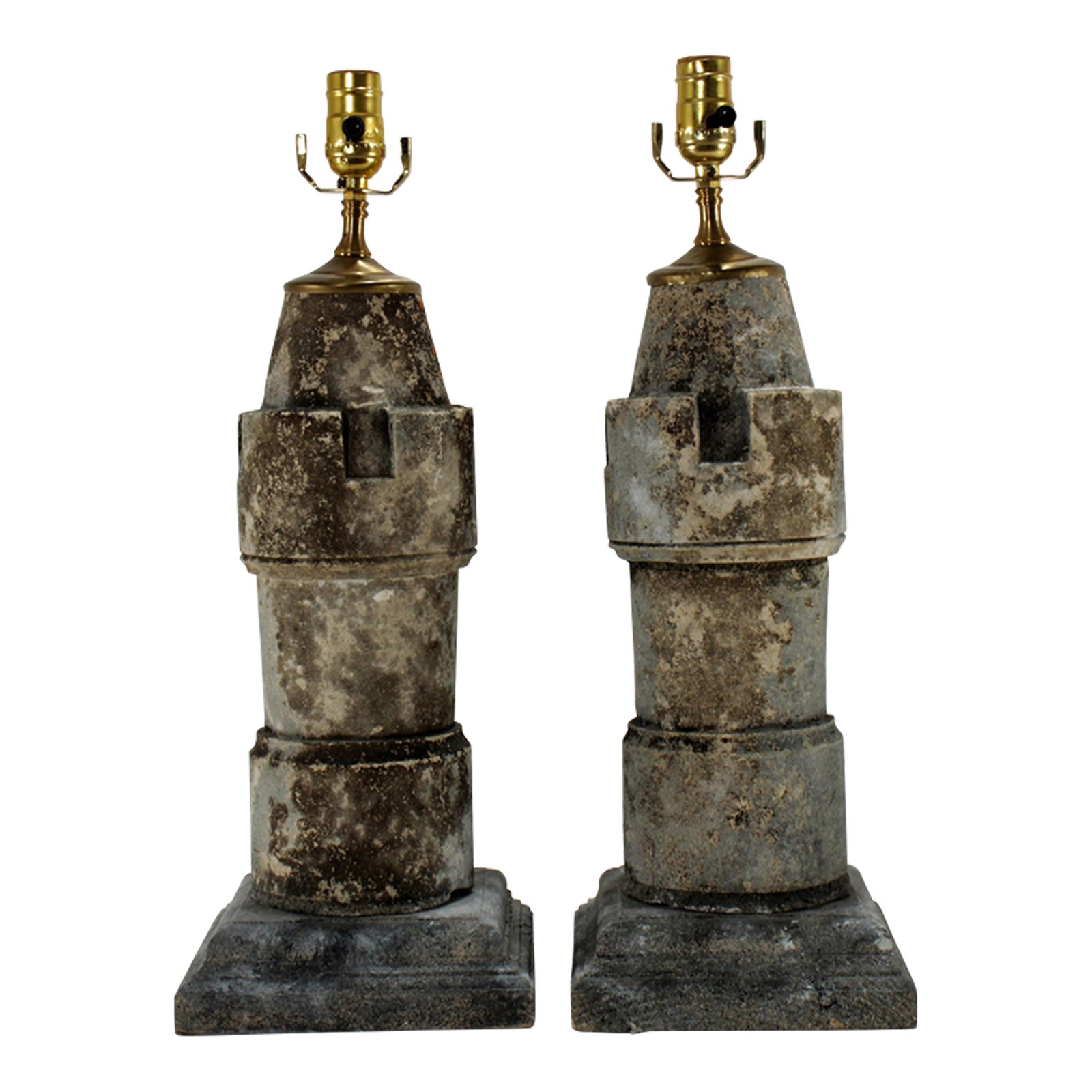 Early 20th Century Rook Shaped Carved Stone Table Lamps—A Pair | Chairish
