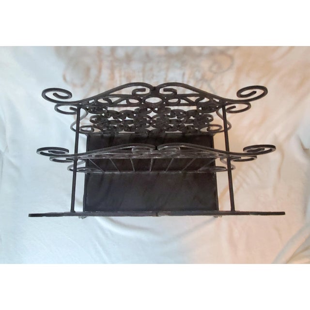Vintage Twisted Wrought Iron Magazine Rack | Chairish