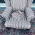 Reupholstered Striped Wing Chair With Feather Cushion | Chairish