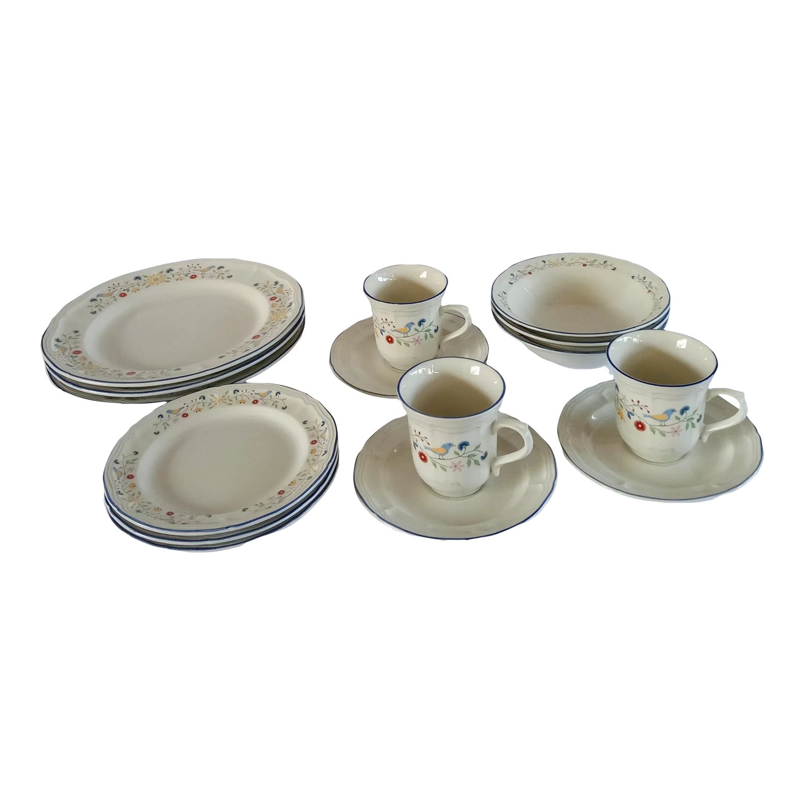 Vintage Brickstone Dinnerware Set for Three- 15 Pieces | Chairish