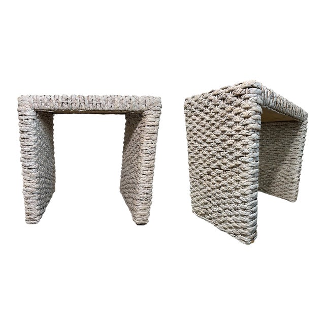 2 Braided Jute Waterfall End Tables | Chairish