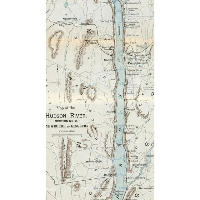 1900s, Hudson River Tourist Map, Newburgh to Kingston + Hyde Park ...