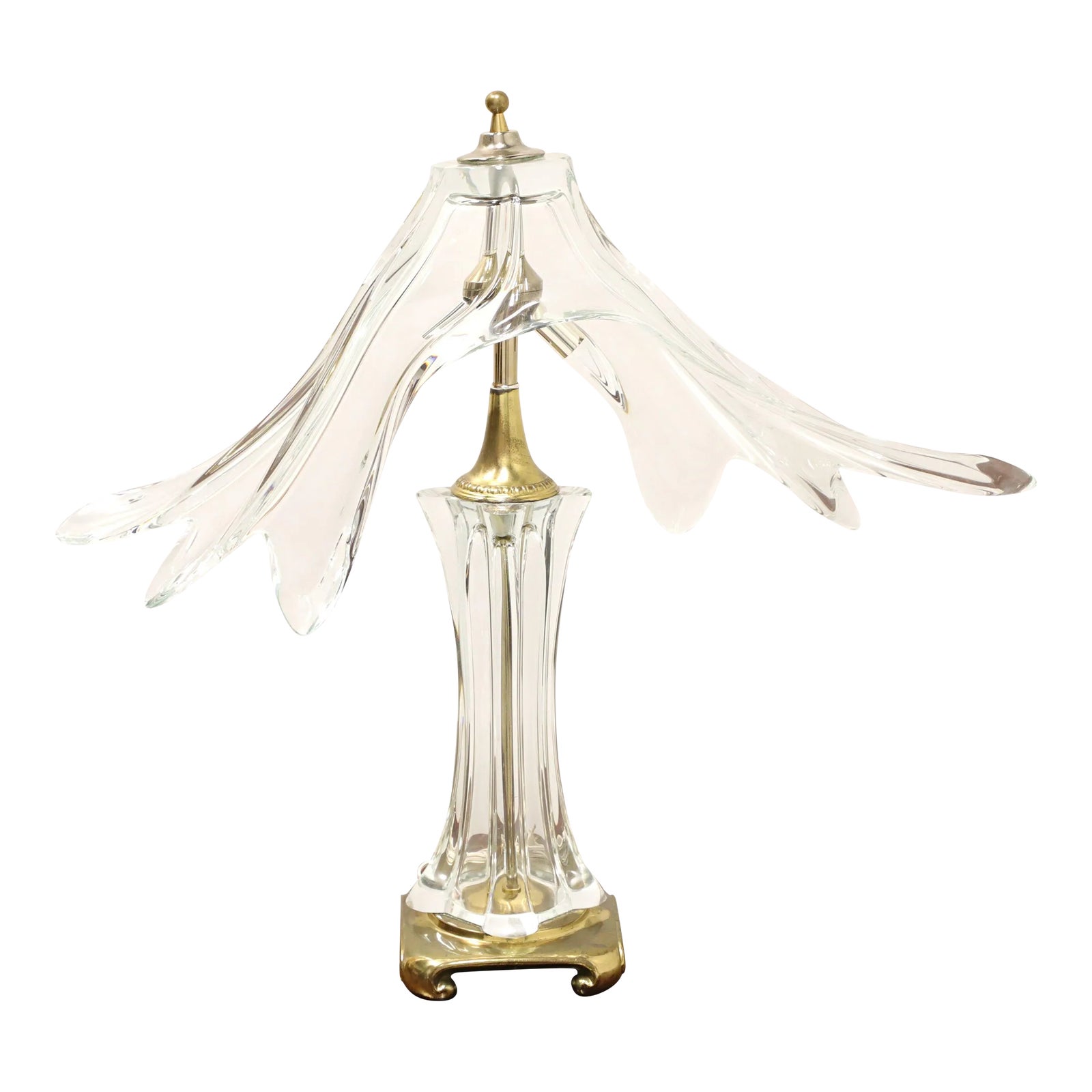 Cofrac Art Verrier France Large Crystal Table Lamp | Chairish