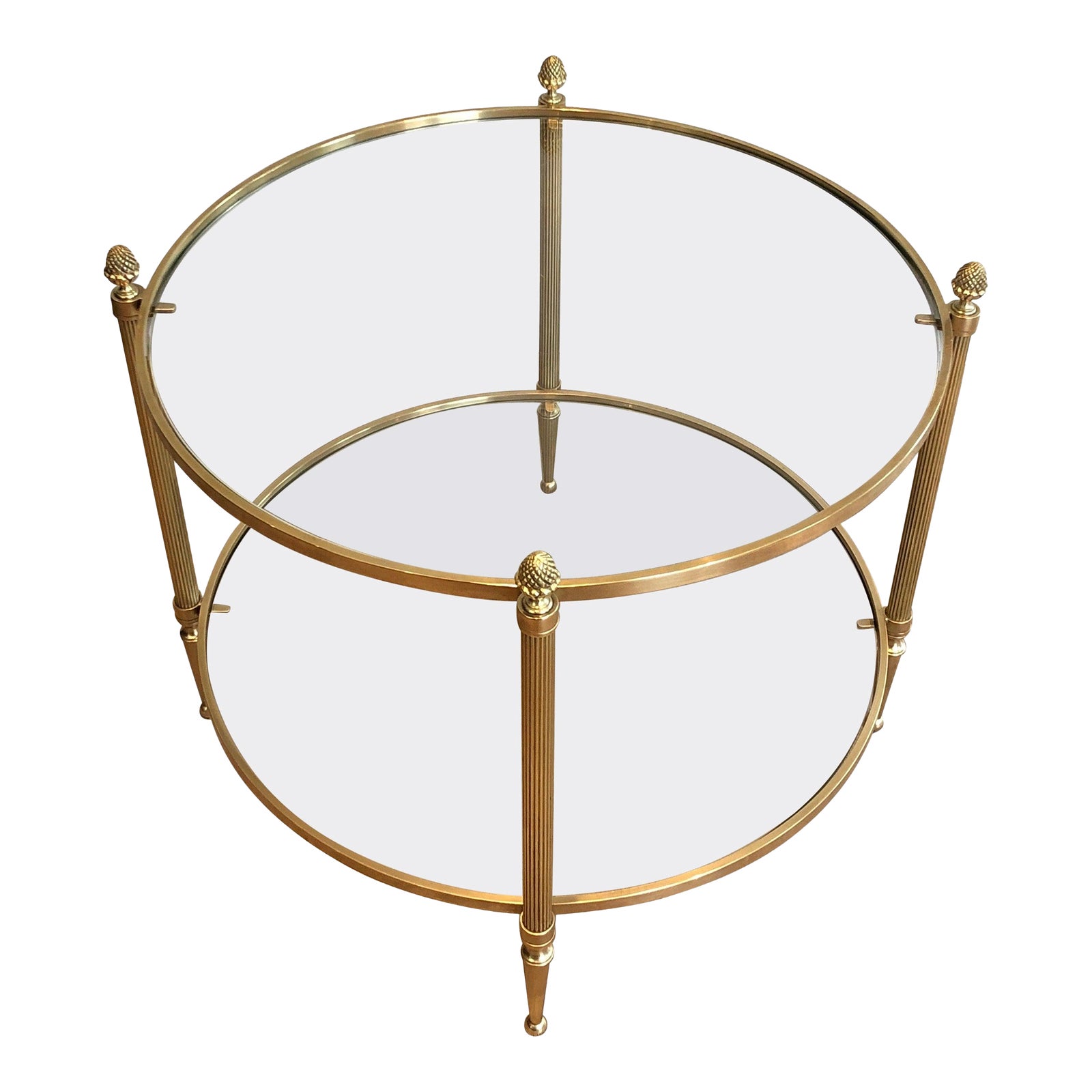Small Round Brass Coffee Table by Maison Baguès | Chairish