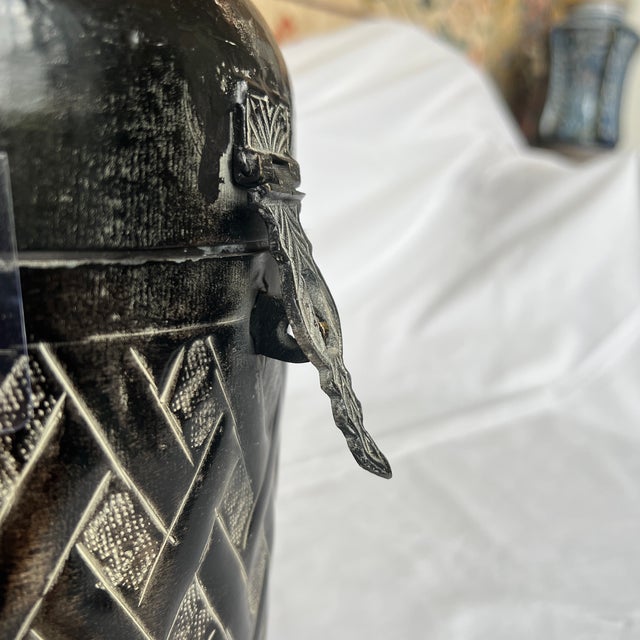 1990s Black Metal Container With Locking Lid and Handle | Chairish