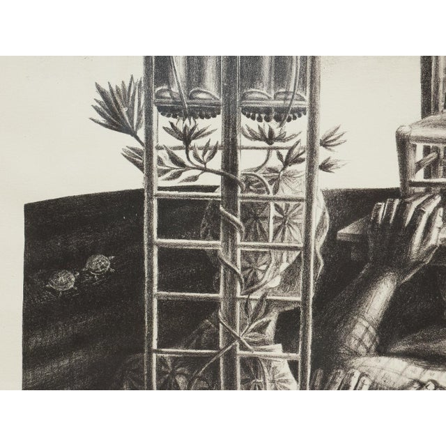 1984 "Upper Room" Black and White Abstract Figurative Lithograph ...