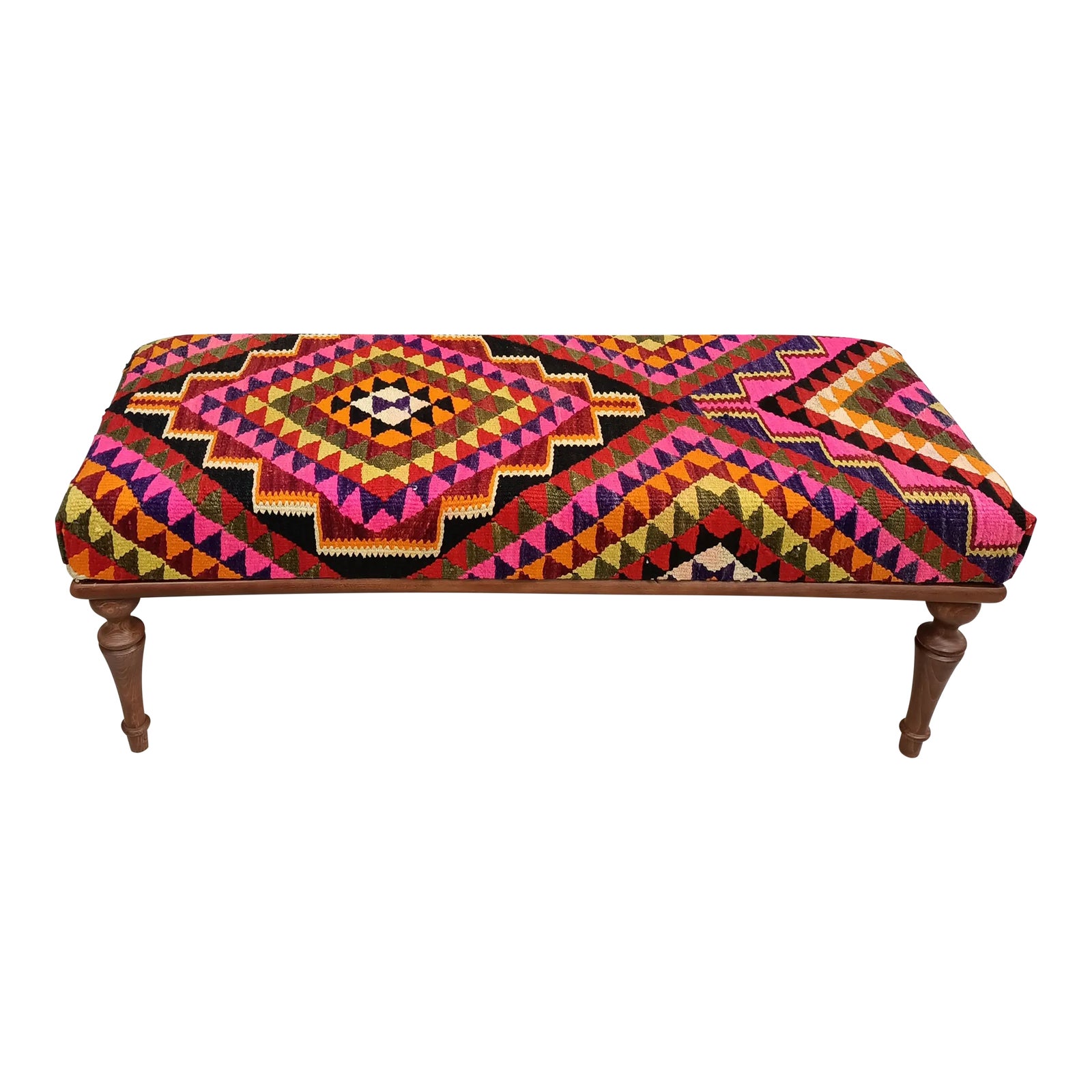Traditional Kilim Upholstered Bench | Chairish