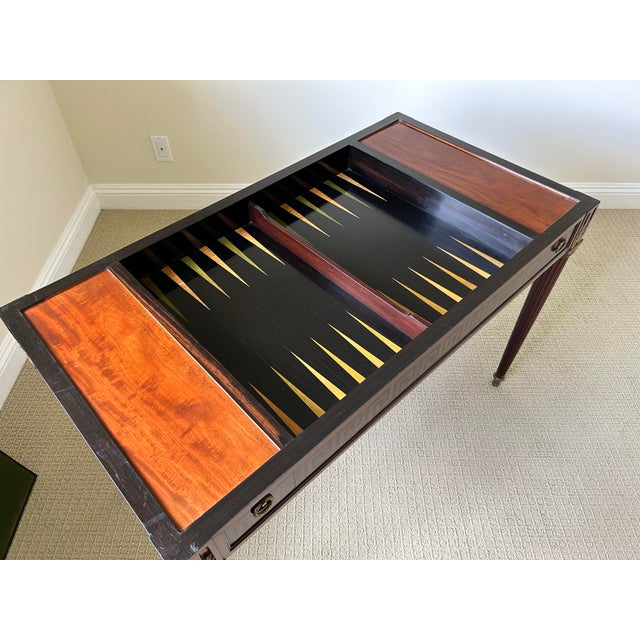 Leather Top/ Game Table - Backgammon Board | Chairish