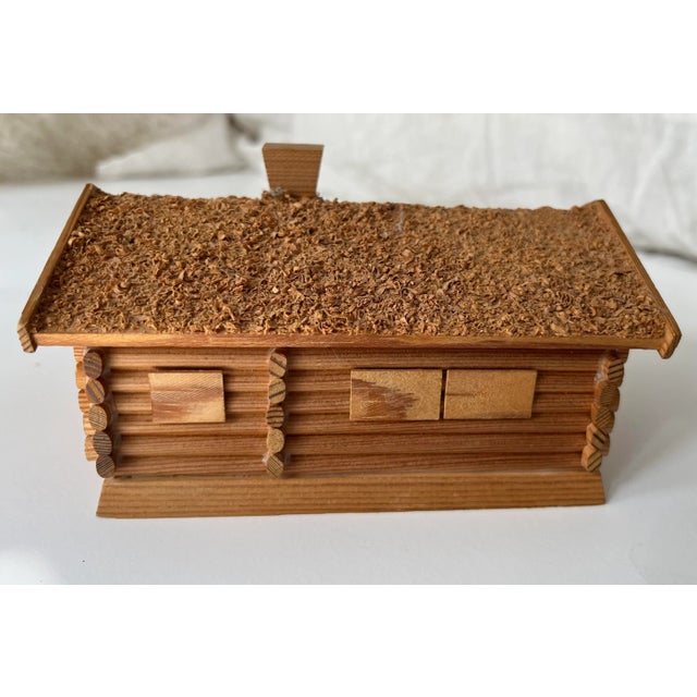 Mid 20th Century Vintage Handmade Wooden Log Cabin Cigarette and Match ...