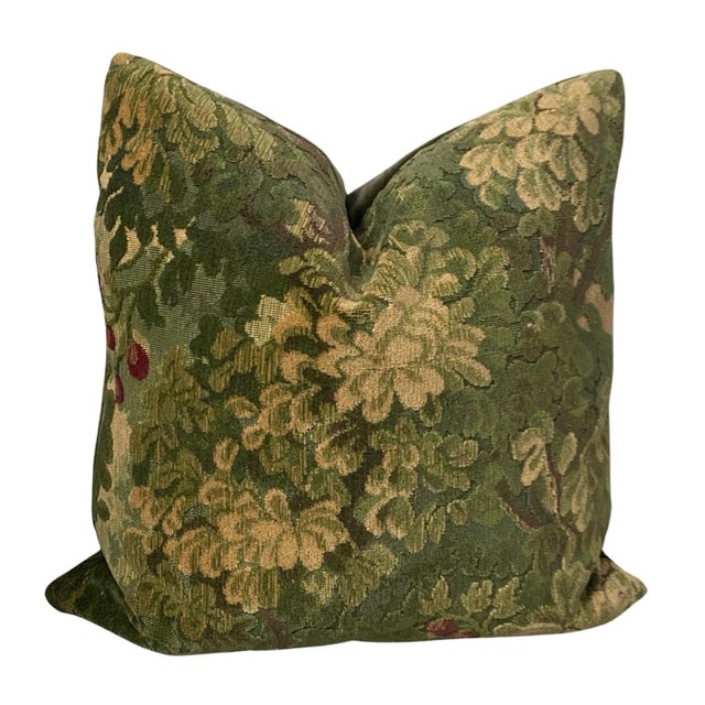 Pair Marly & Mohair Verdure Down Velvet Pillows - Forest Greens | Chairish